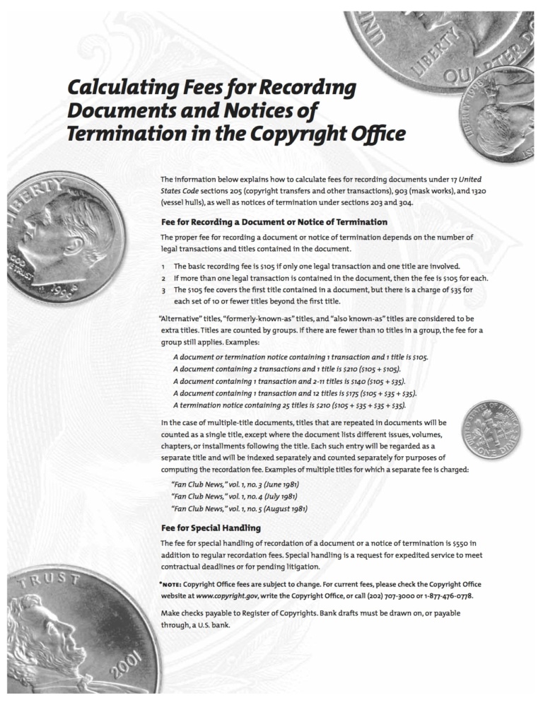 US Copyright Office Fees | Copyright Termination Experts
